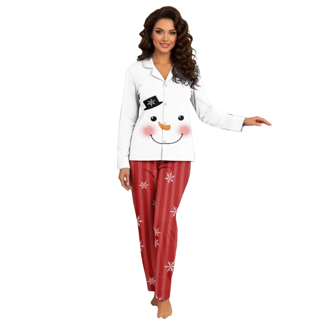 Aellinatey Christmas Pajamas For Family Set Button Snowflake Print ...