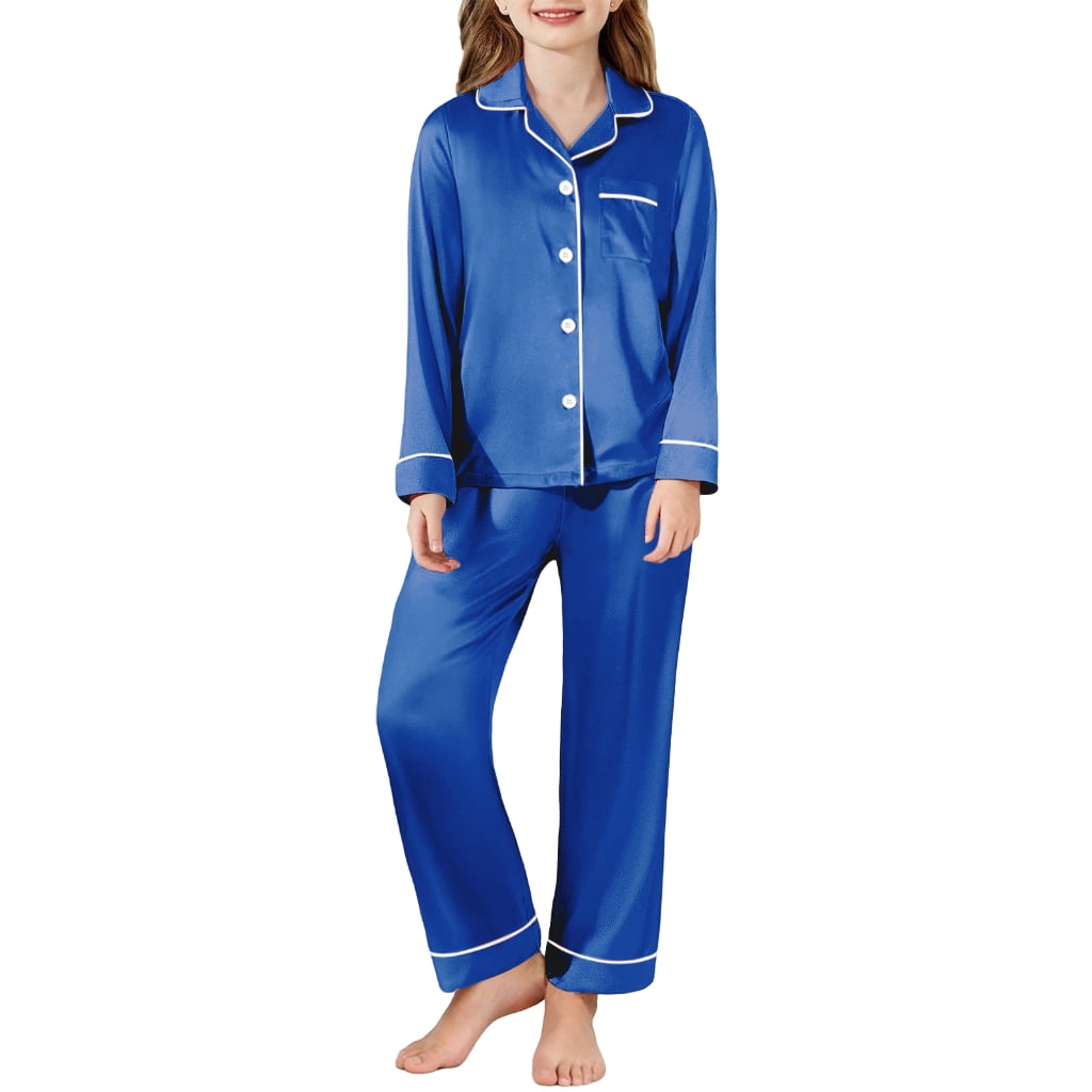 Aellinatey Christmas Pajamas for Family Silk Button Sleepwear Long ...