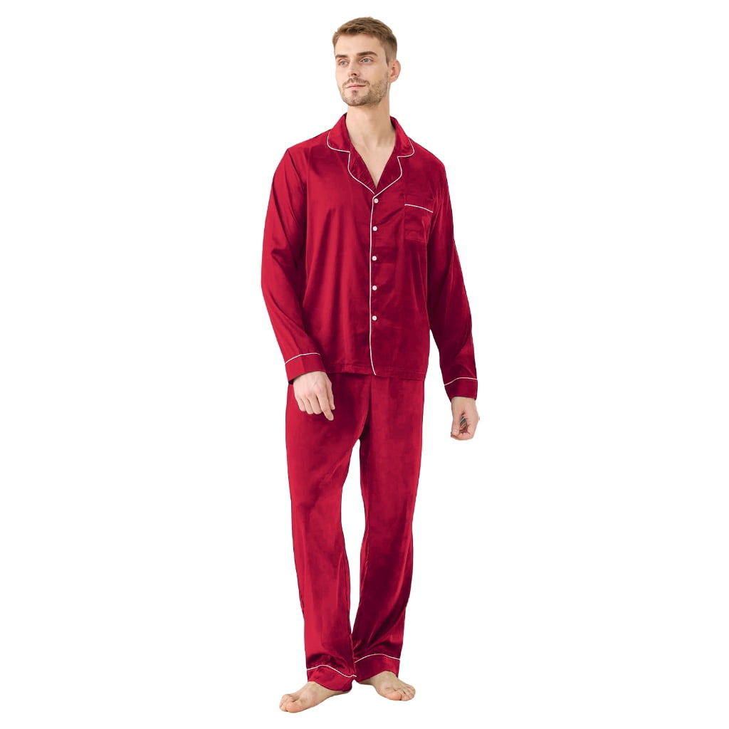 Aellinatey Christmas Pajamas for Family Silk Button Sleepwear Long ...