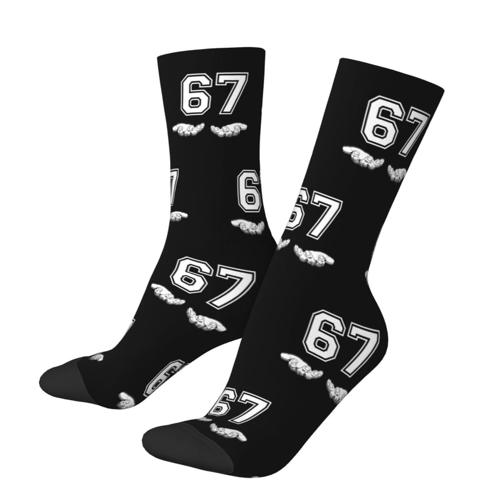 Aellinatey Comfortable 67 Number Design Calf Socks For Women Men Casual ...