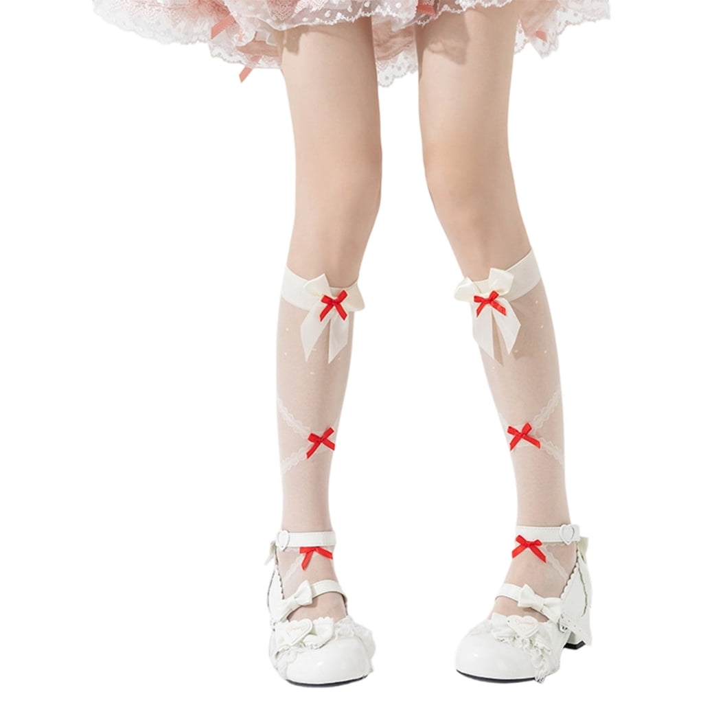 Aellinatey Crisscross Pattern Soft Nylon Sheer Over The Calf Long Socks ...