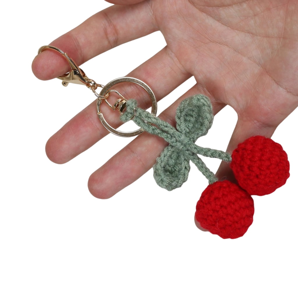 Aellinatey Crochet Cherry Key Accessory Comfortable Fruit Pendant ...