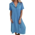 Aellinatey Dress for Women Plain V Neck Half Sleeve Knee Line Dress ...