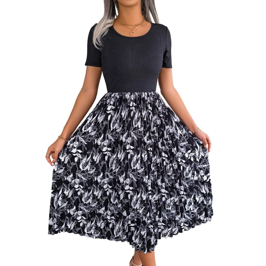 Aellinatey Dresses for Women Casual Flowy Floral Maxi Dress Elegant ...