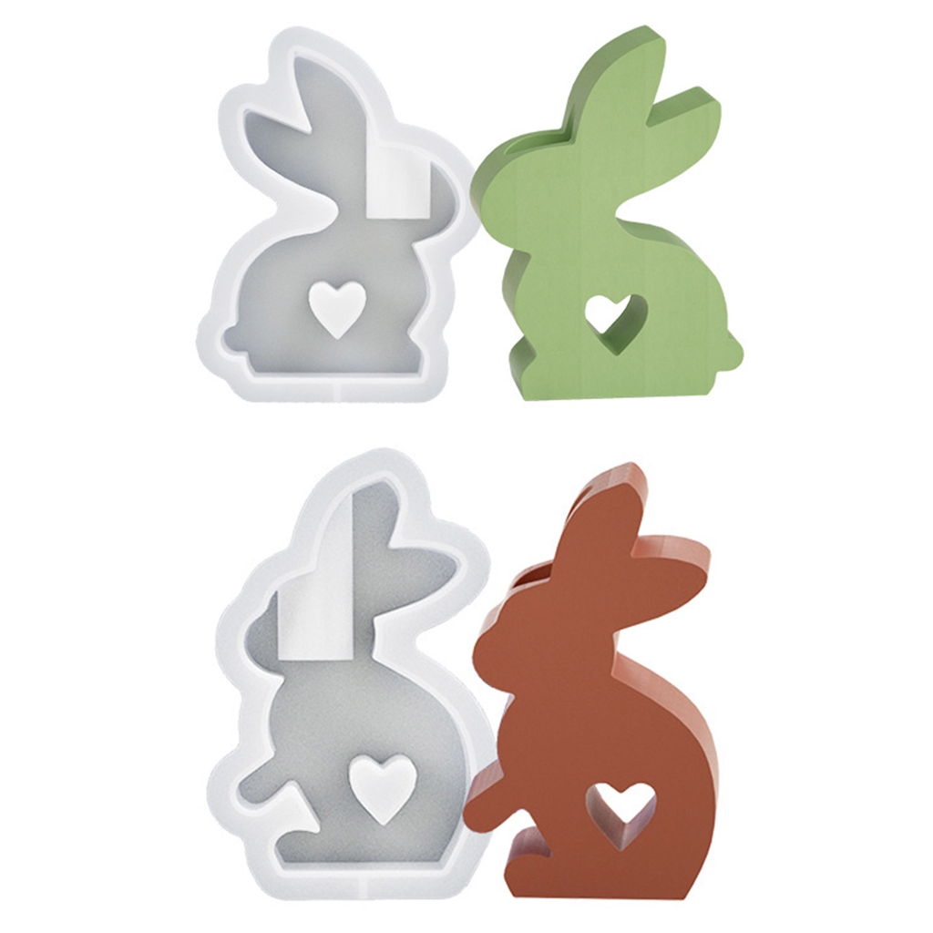Aellinatey Easter Rabbit Candle Holder Silicone Mold Heart Rabbit ...