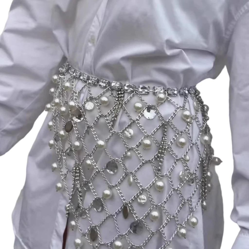 Aellinatey Edgy Women’s Skirt With Punk Faux Pearls Waist Chain Perfect ...