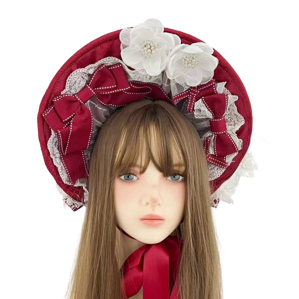 Aellinatey Elegant Anime Lace Bonnet Hat Headbands For Women And Girl ...