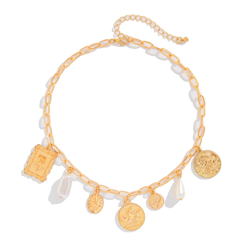 Aellinatey Elegant Shell Crosses Necklace Gold Pendant Bohemians Ocean ...