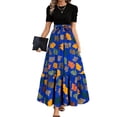 Aellinatey Elegant long dress with ruffled puff sleeves, vintage print ...