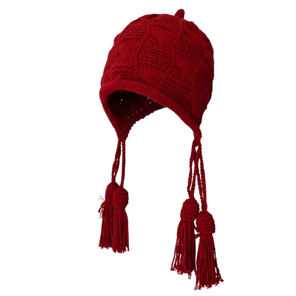 Aellinatey Fashion Knitted Fringe Beanies Warm Soft Stretchy Winter Hat ...