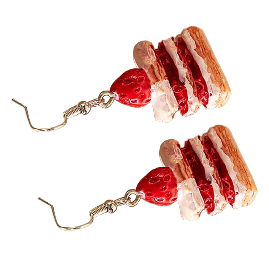 Aellinatey Fashionable Strawberry Cake Earrings Lovely Food Dangle ...