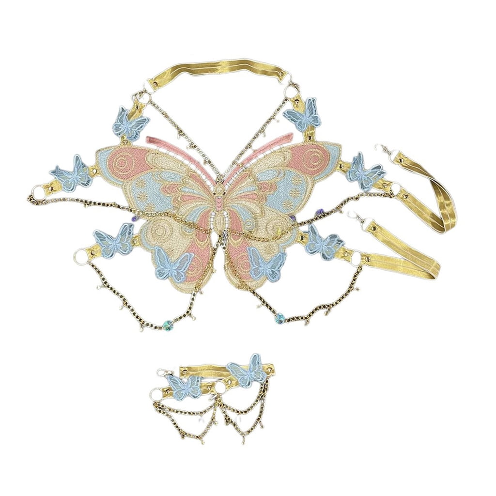 Aellinatey Festival Halterneck Camisole Embroidered Butterfly Shinning ...