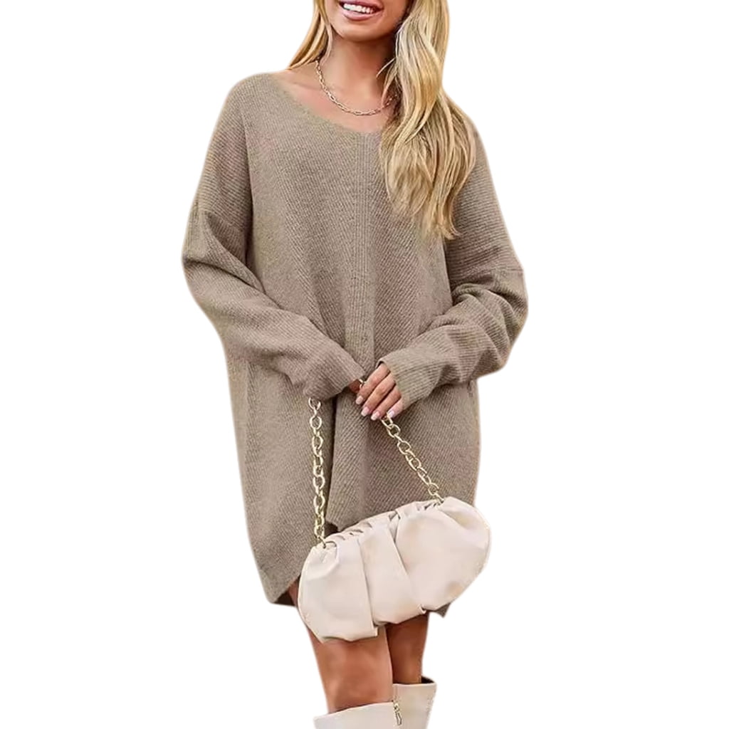 Aellinatey Figure Flattering Acrylic Knitted Sweater Dress For Women ...