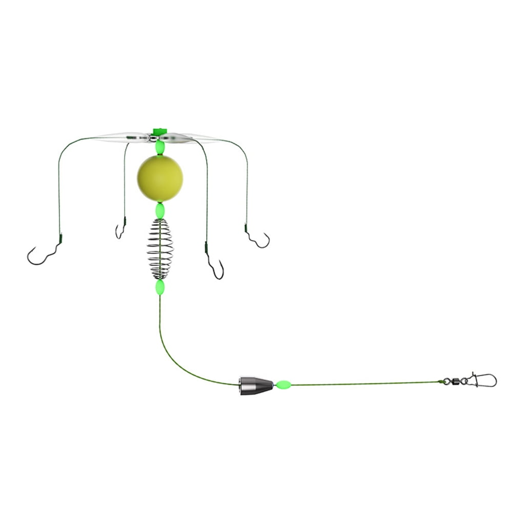 Aellinatey Fishing Feeder Line Set with 4 Hook and Float Baits Lure ...