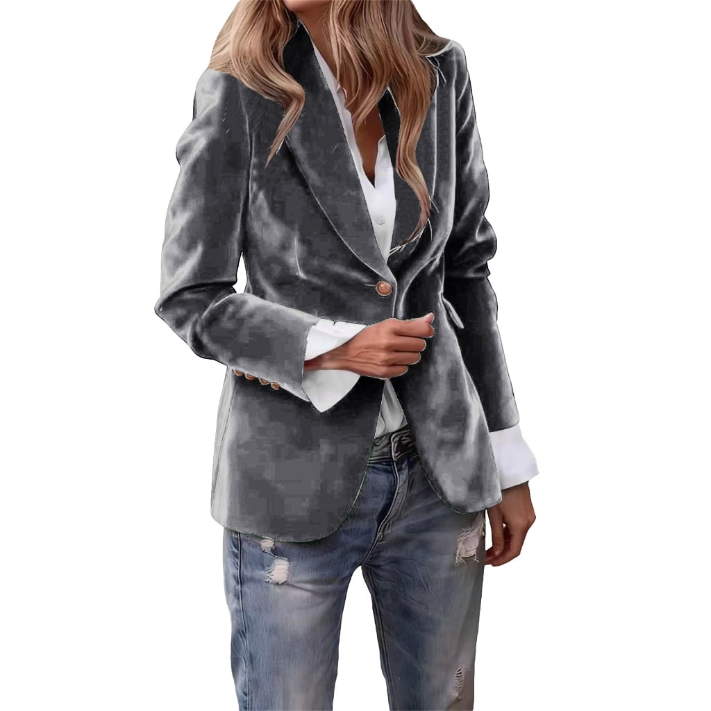 Aellinatey Flannel Suit For Women Casual Open Front Long Sleeve Jackets ...