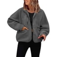 Aellinatey Fleece Coat Button Front Design Long Sleeve Fuzzy Outerwear ...