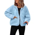 Aellinatey Fleece Coat Button Front Design Long Sleeve Fuzzy Outerwear ...
