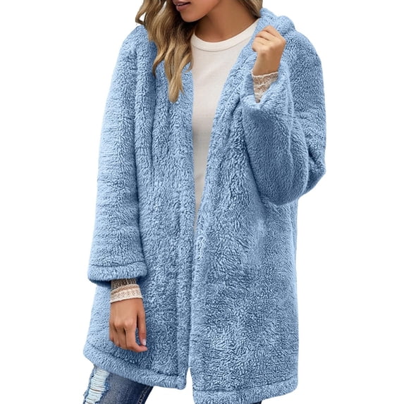 Aellinatey Fuzzy Sherpa Jacket Women Fuzzy Fleece Jacket Open Front ...