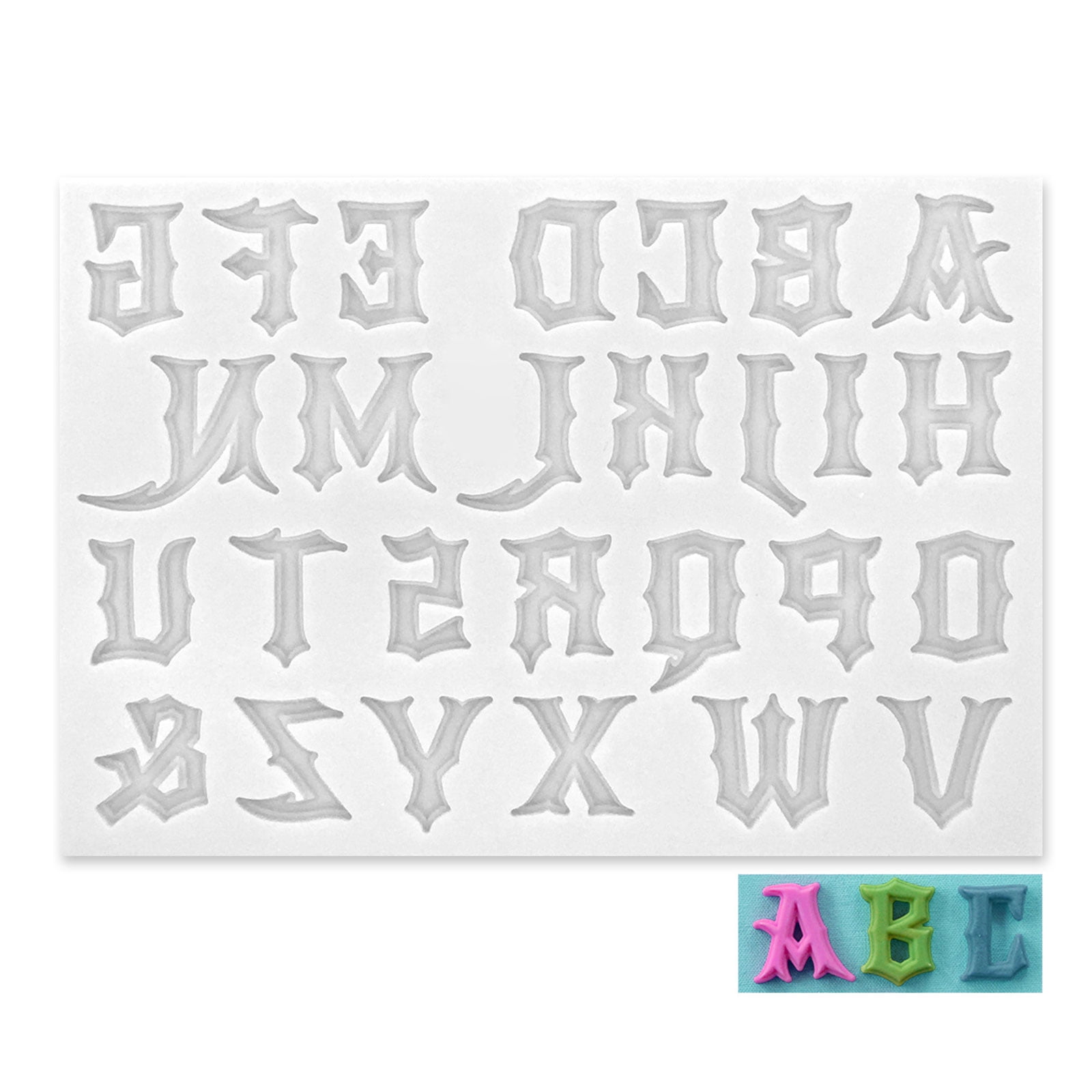 Aellinatey Gothic Font Letters Numbers Keychain Epoxy Resin Mold ...