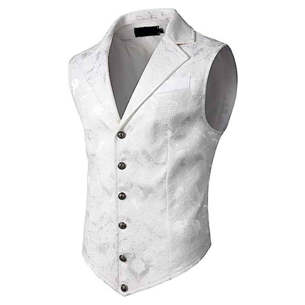 Aellinatey Gothic Waistcoat Victorian Medieval V Neck Button Up Suit ...
