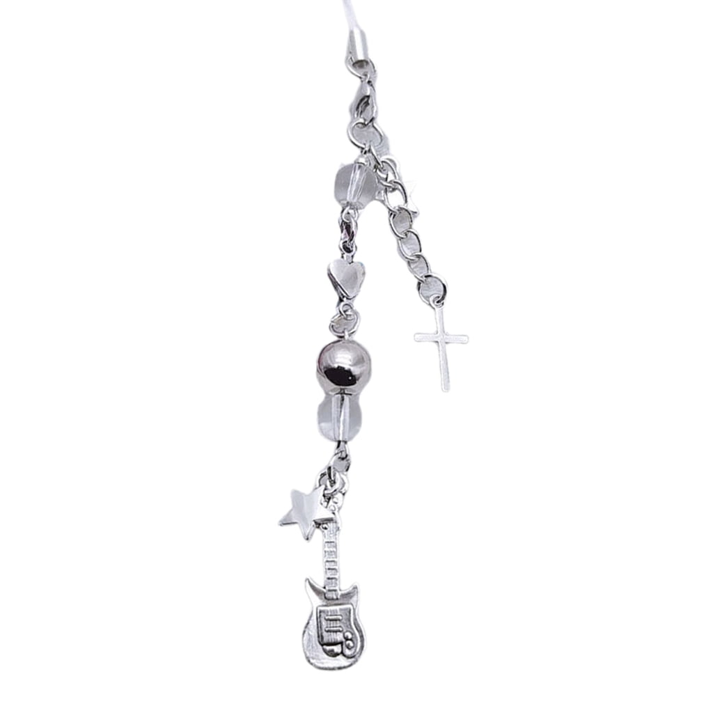 Aellinatey Heart Star Guitar Charm Pendant Chain Phone Straps Pocket ...