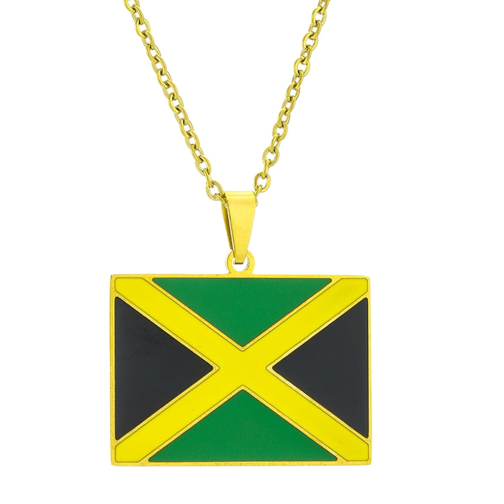 Aellinatey Jamaica Flag Pendant Necklace Clavicle Chain Culture ...