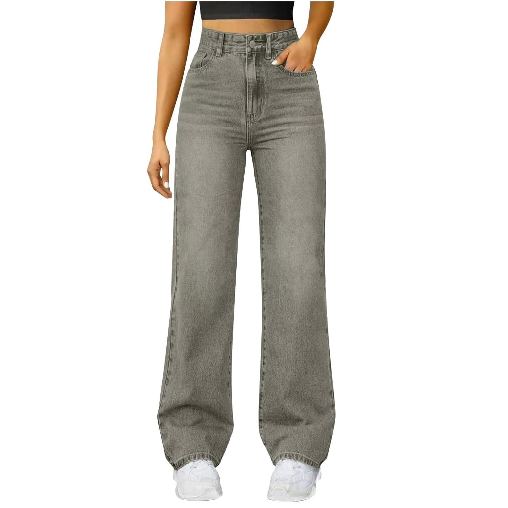 Aellinatey Jeans for Women High Waist Straight Wide Leg Jean Loose ...