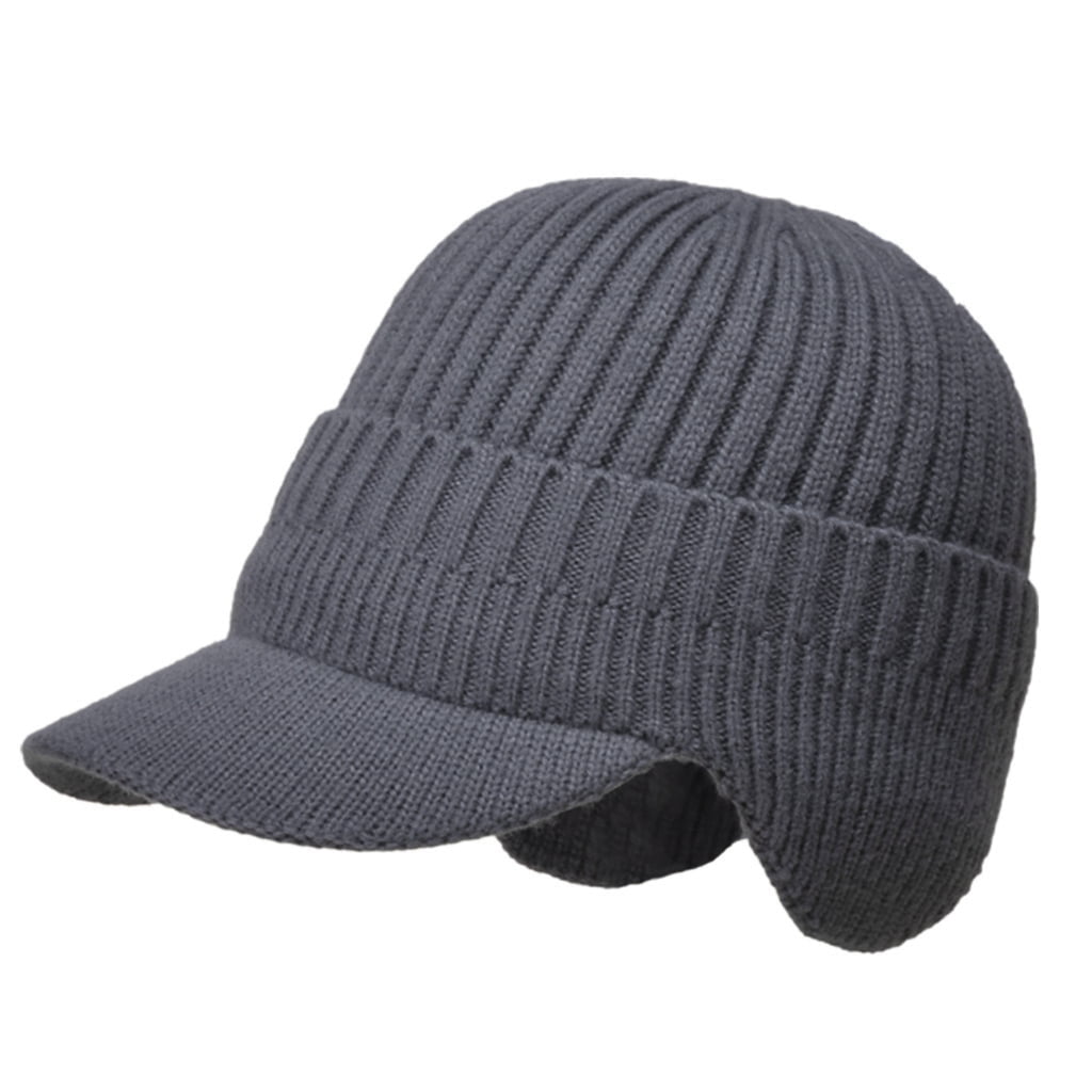 Aellinatey Knitted Earflap Baseball Cap with Velvet Fleece Winter ...