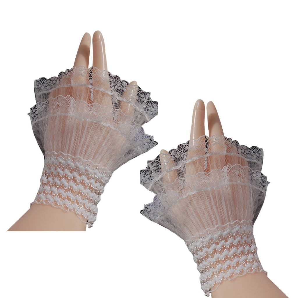 Aellinatey Lace Flared Sleeves Women Pleated Cuffs for Bride Wedding ...