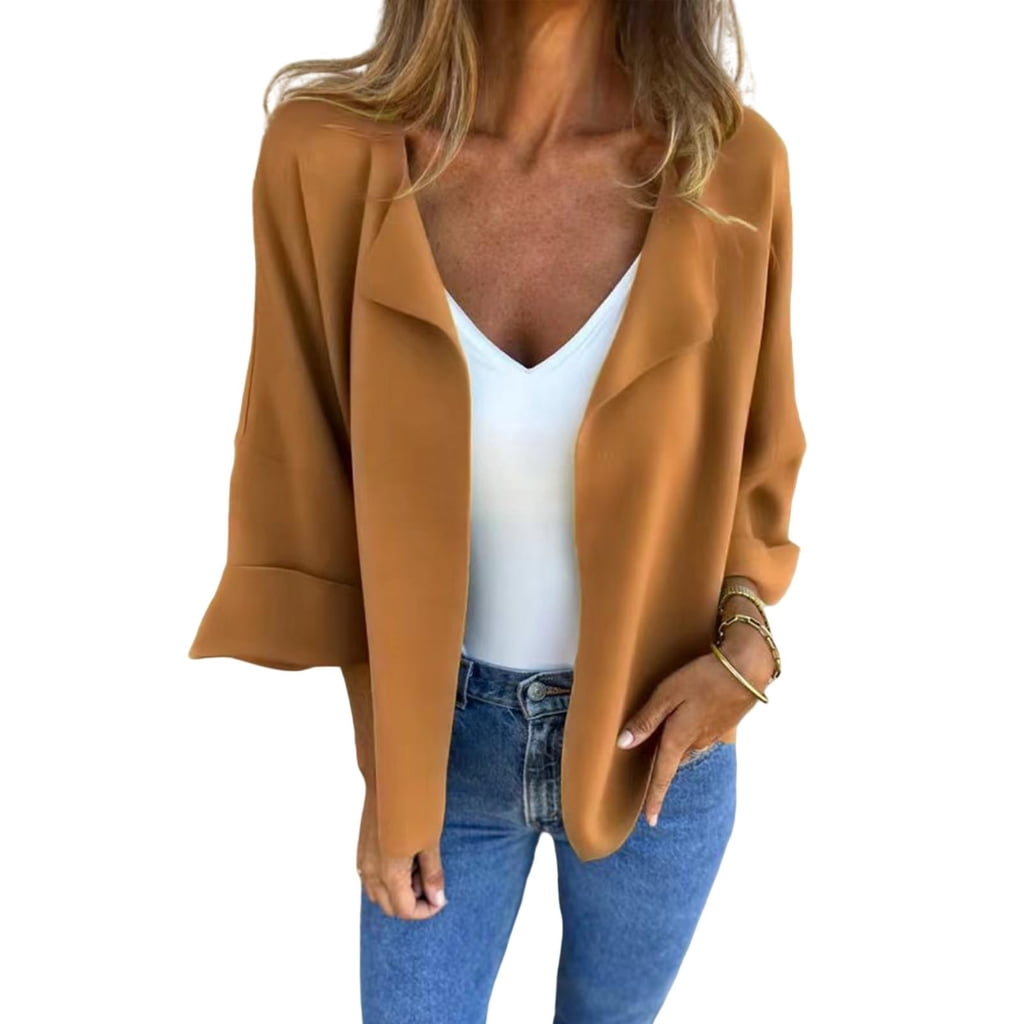 Aellinatey Lightweight Women's Oversized Fashion Faux Lapel Open-collar ...