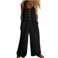 Aellinatey Linen Jumpsuits for Women Button Down Sleeveless Casual ...