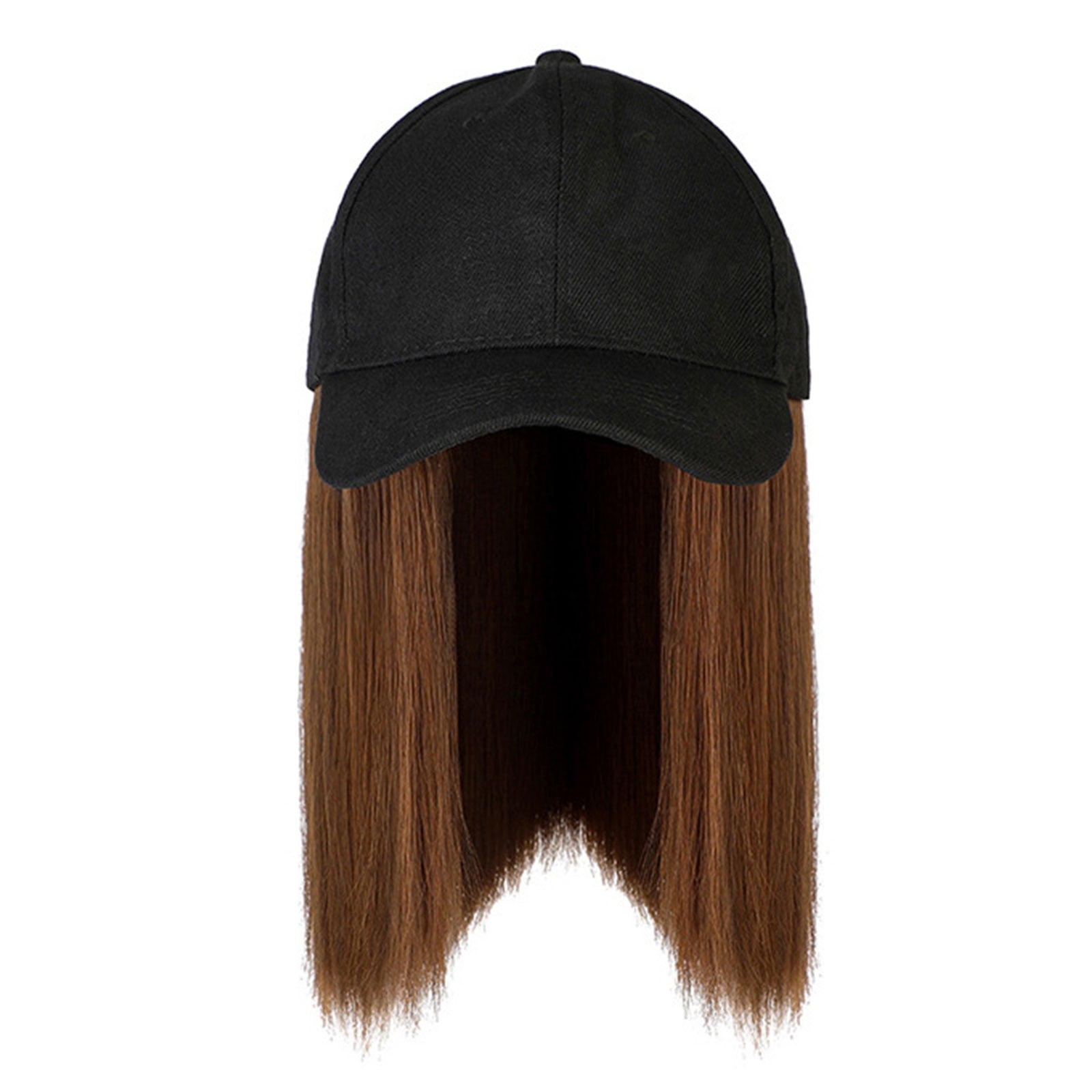 Aellinatey Long Synthetic Baseball Cap Wig Natural Color Straight Wigs ...