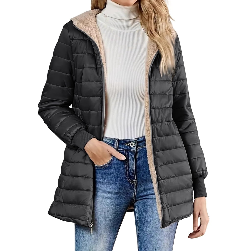 Aellinatey Long Winter Coats for Women Fleece Lined Warm Long Puffer ...