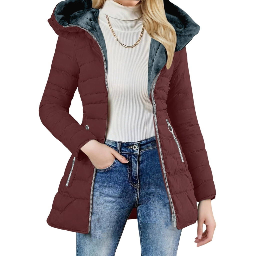 Aellinatey Long Winter Coats for Women Waterproof Fleece Lined Warm ...