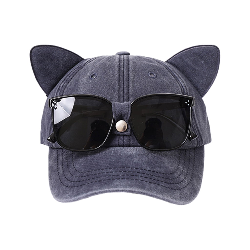 Aellinatey Men Cat Ear Baseball Cap Adult Adjustable Cap Summer Hat ...