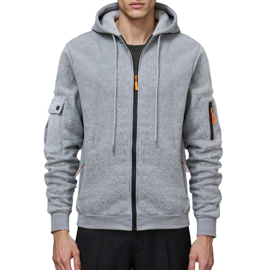 Aellinatey Men's Long Sleeve Hooded Sweatshirt Athletic Zip Up Sweat ...