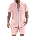 Aellinatey Men's Outfits 2 Piece Short Sleeve Shirts and Shorts Texture ...