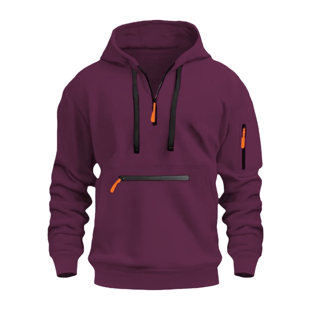 Aellinatey Mens Sport Hoodie Quarter Zip Up Design Sweatshirt Top for ...