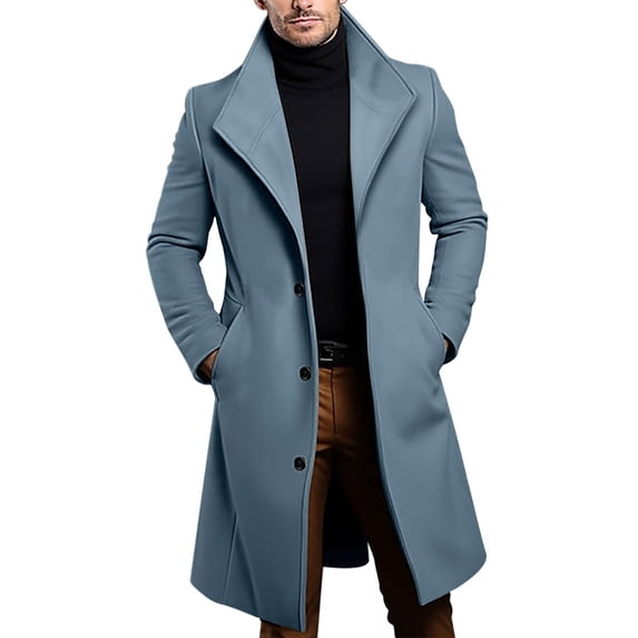 Aellinatey Mens Trench Outerwear tched Mens Long Trench Outerwear Fit ...