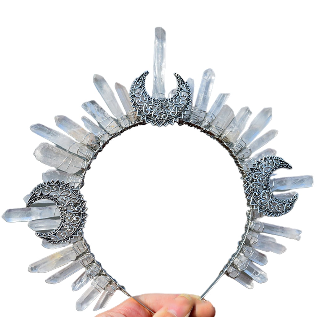 Aellinatey Natural for Raw Crystal Quartz Jewelry Tiara Headband Retro ...