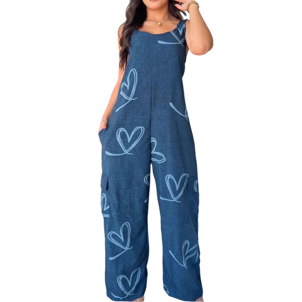 Aellinatey Printed Overalls Women Loose Fit Romper Fashion Comfortable ...