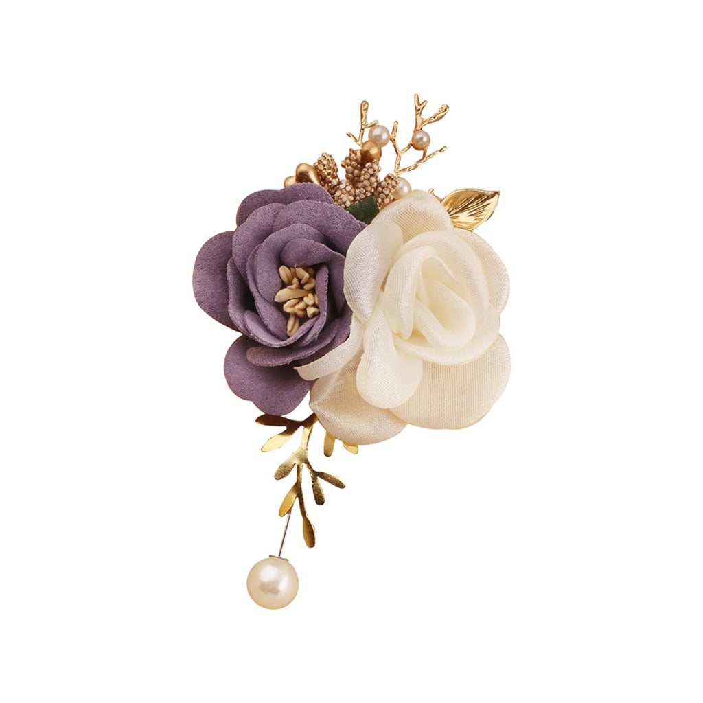 Aellinatey Realistic Silk Flower Wedding Corsage Boutonniere Chest ...