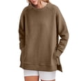 Aellinatey Round neck pullover side zipper casual loose long sleeve ...