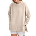 Aellinatey Round neck pullover side zipper casual loose long sleeve ...