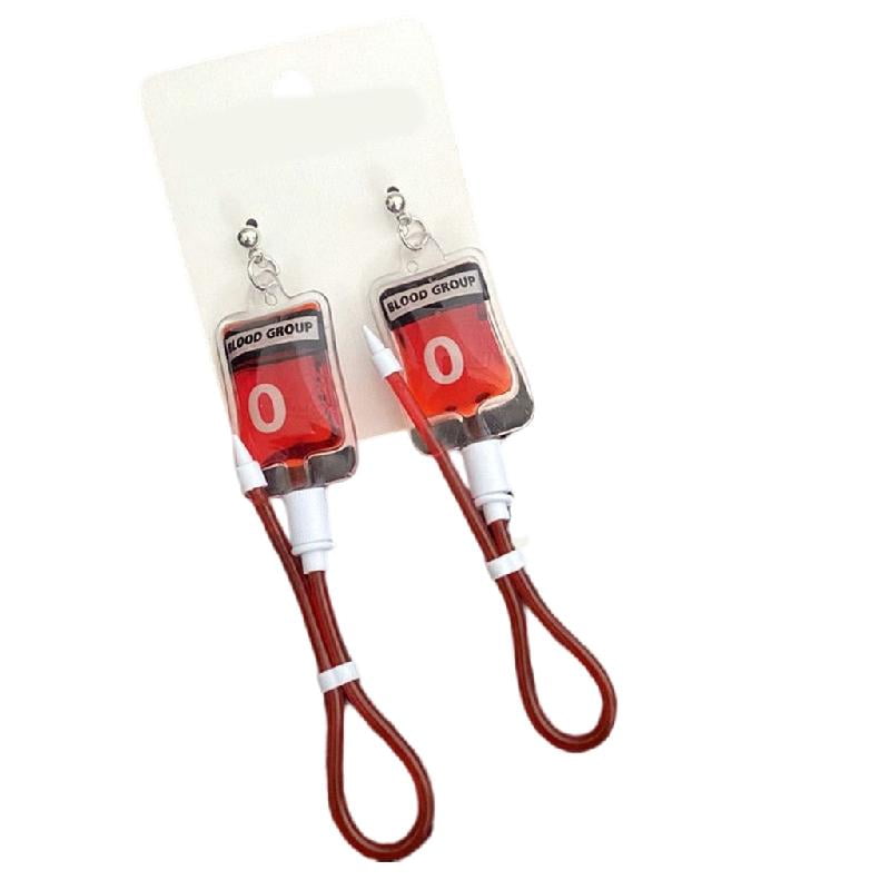 Aellinatey Simulation Plasma Blood Bag Dangle Drop Earrings Blood Type ...