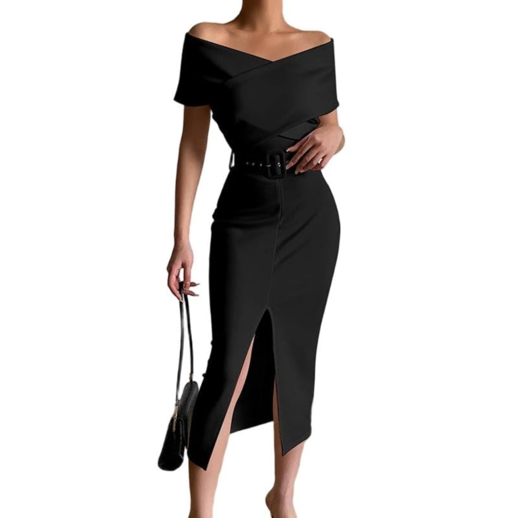 Aellinatey Slim Fit Sexy High Split Long Midi Dress for Women, Elegant ...