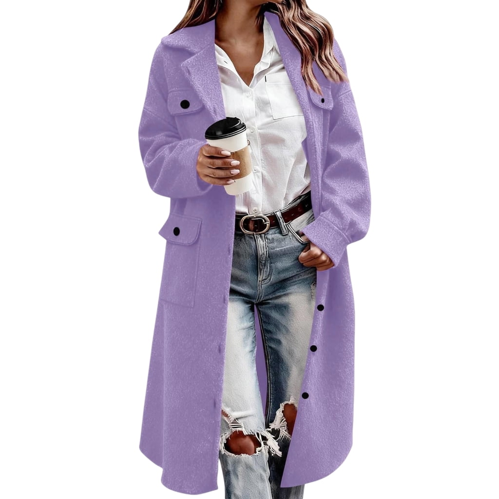 Aellinatey Soft Polyester Blend Elegant Long Jacket for Women Autumn ...
