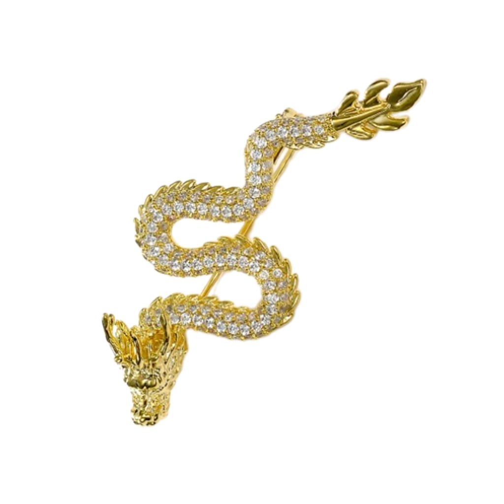 Aellinatey Sparkling Dragon Lapel Pin Zircon Stones Zodiacs Chinese ...