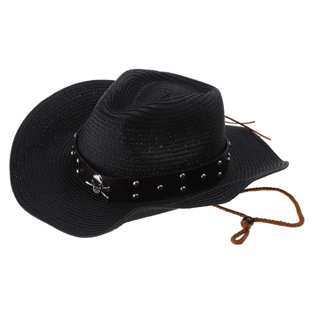 Aellinatey Spring Ethnic Style Straw Weaving Hat Cowboy Hat with Roll ...