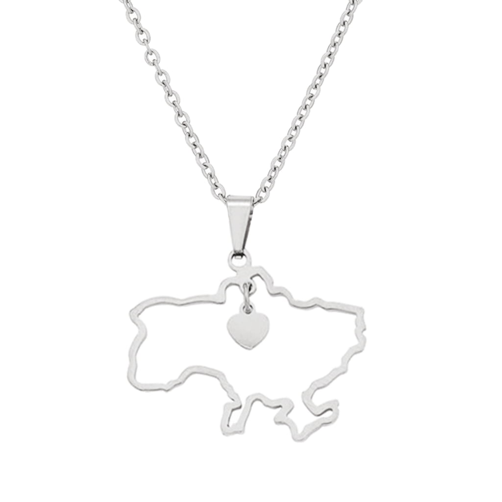Aellinatey Stainless Steel Ukraine Map Pendant Necklace Ukrainian ...